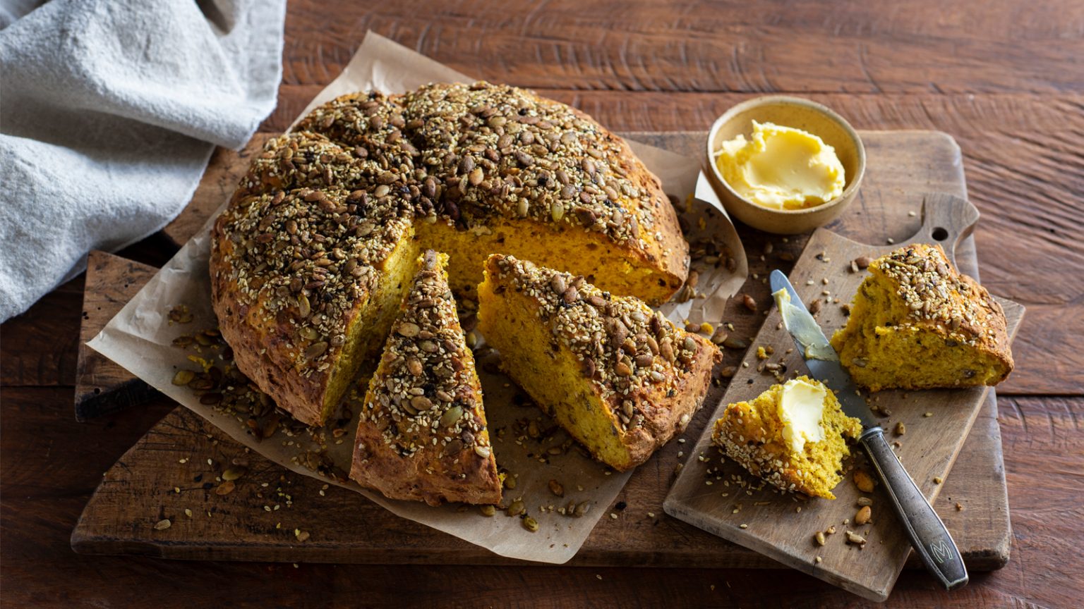 Pumpkin Damper with Australian Bush Herbs & Cheese | The Neff Kitchen