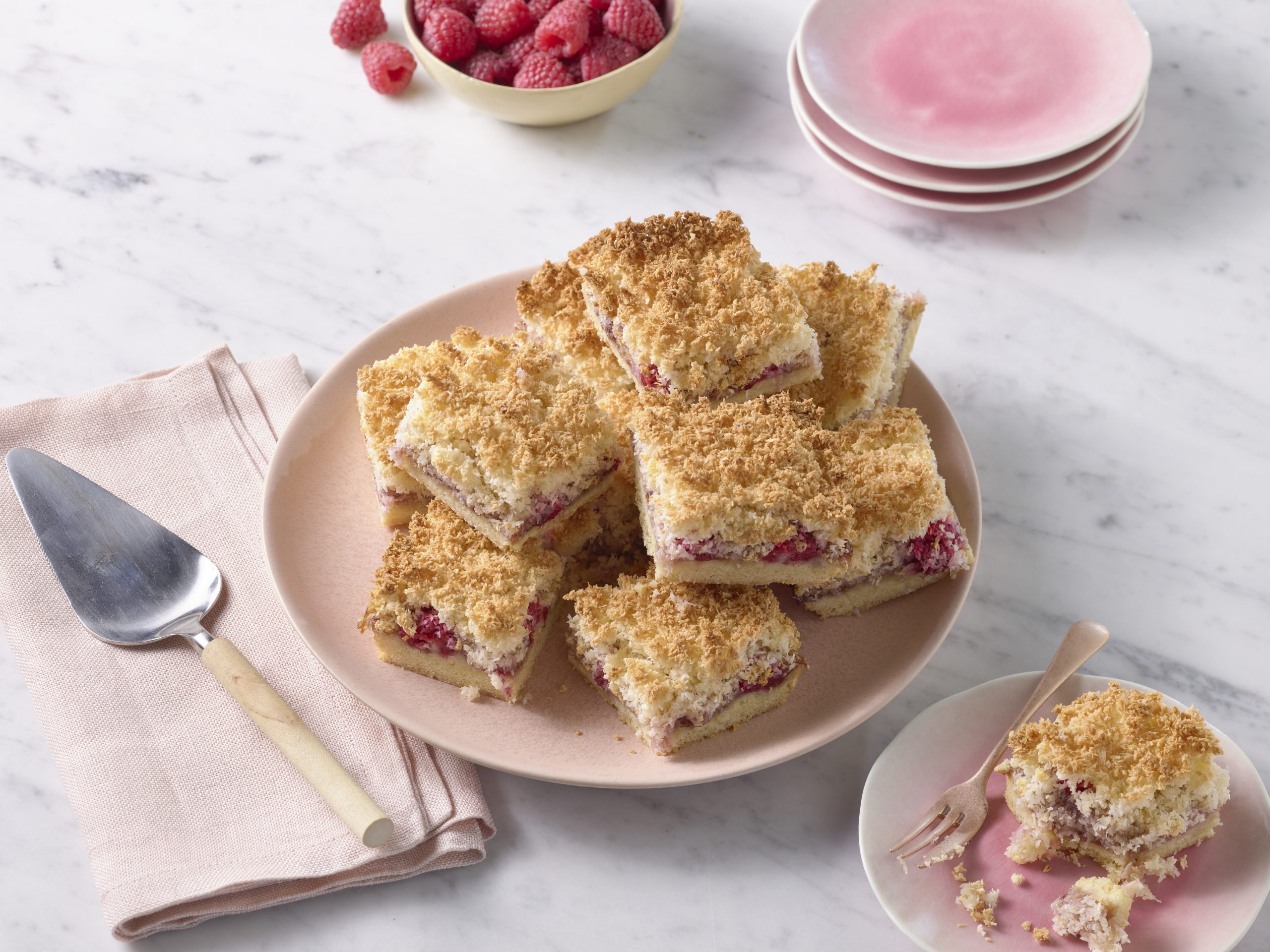 Raspberry & Lemon Coconut Slice | The Neff Kitchen