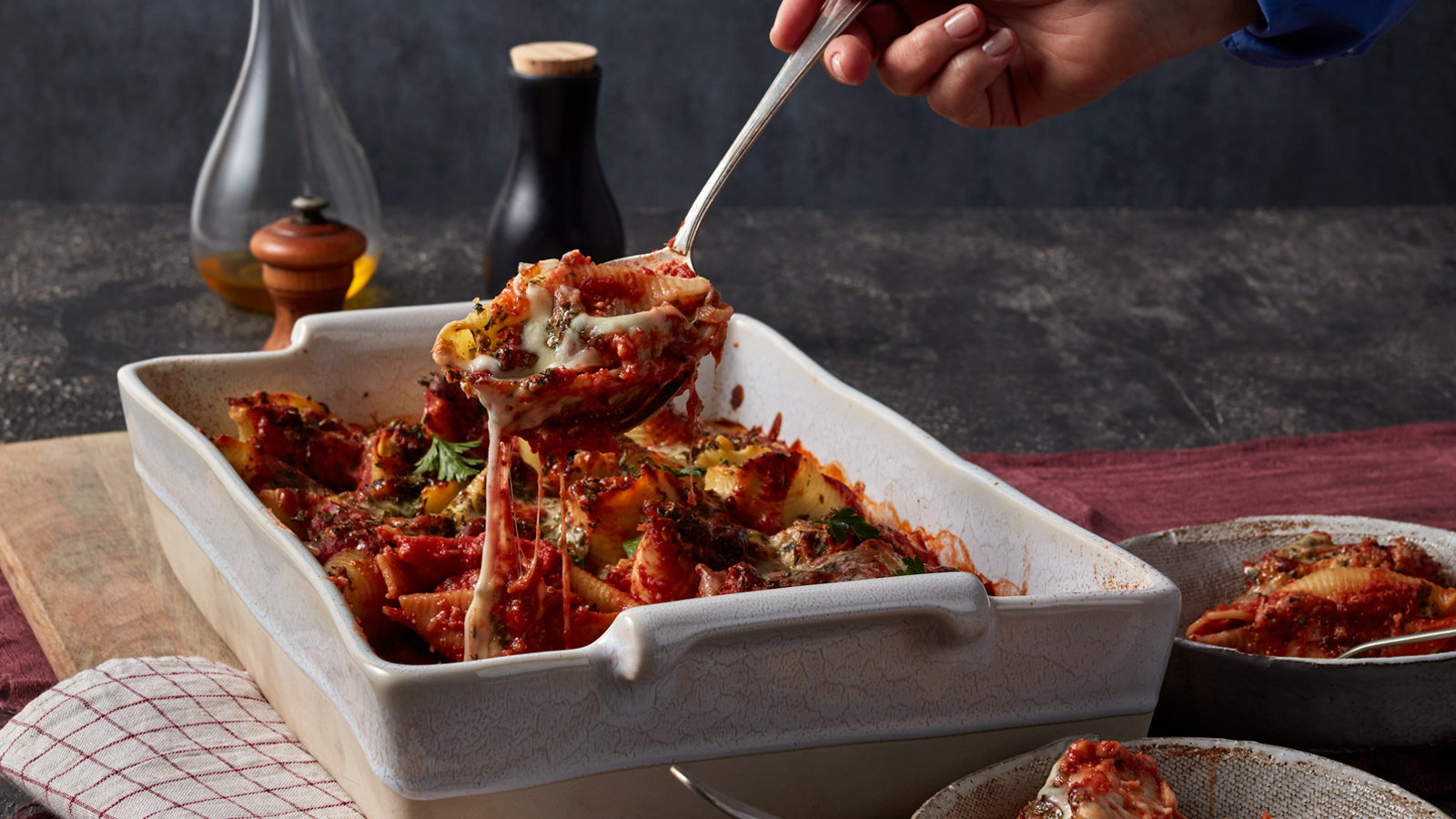 Baked meat and cheese pasta shells | The Neff Kitchen