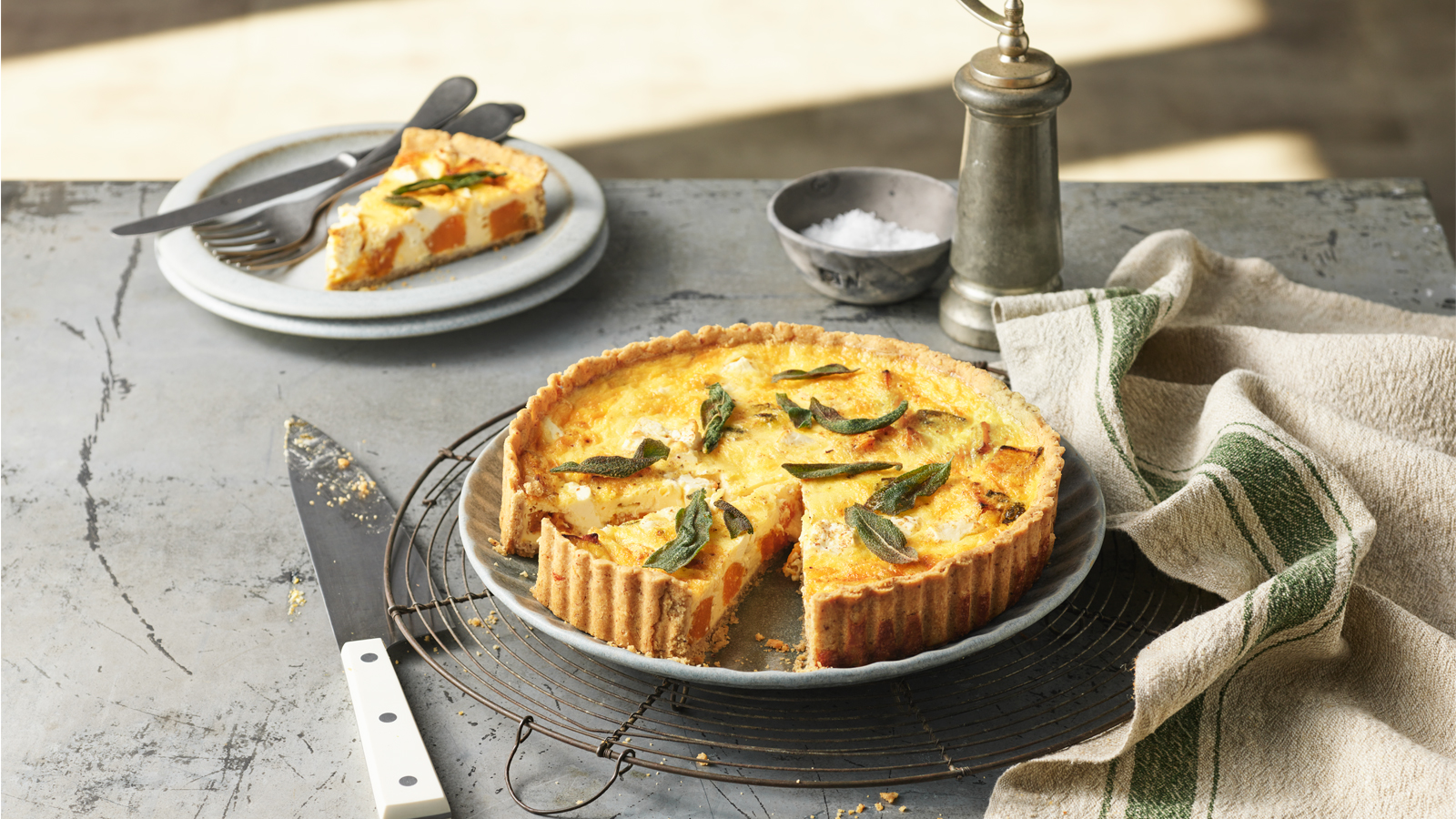Roast Pumpkin Feta and Sage Quiche | The Neff Kitchen