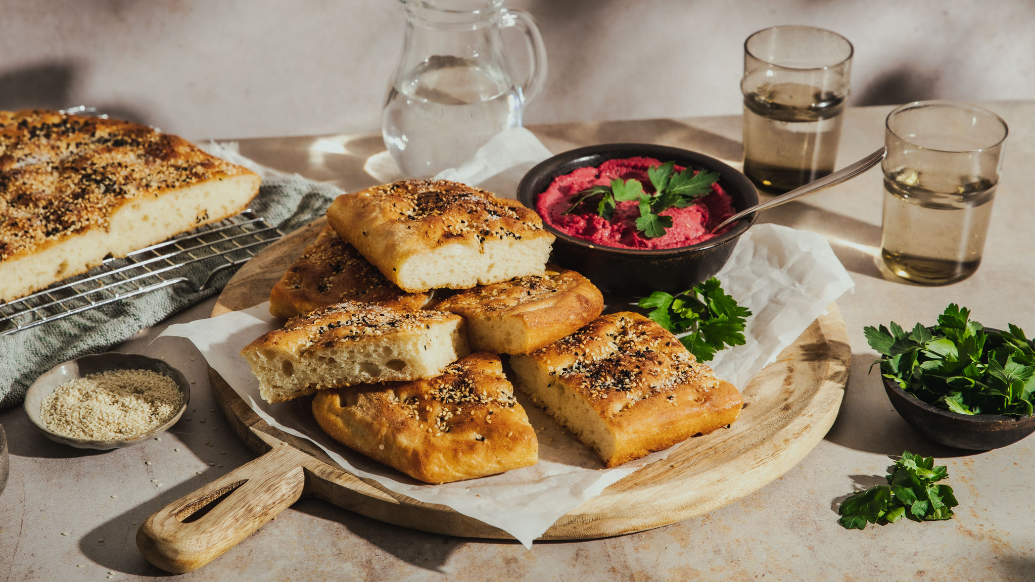 Potato Bread with Beetroot Hummus | The Neff Kitchen